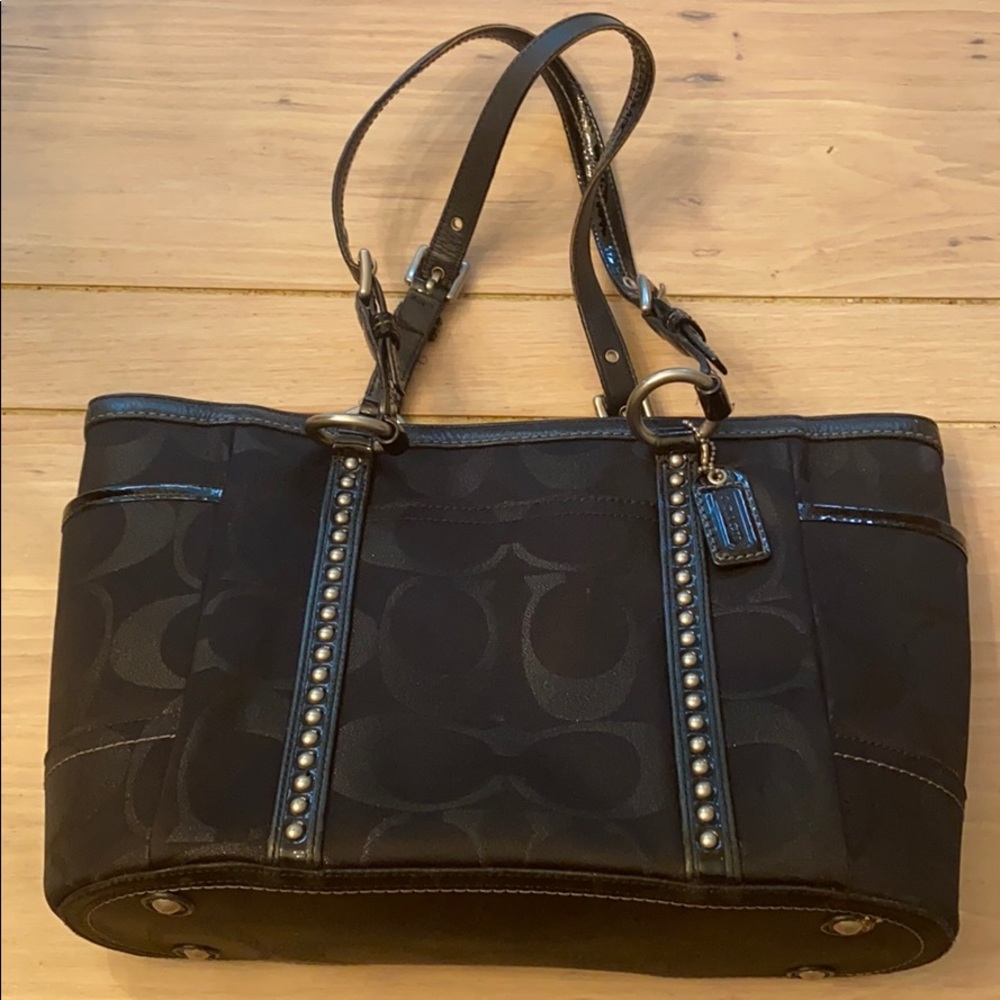 Coach Black Logo Mini Tote Handbag - Gem